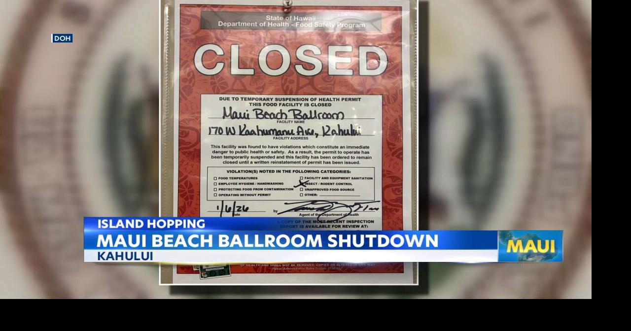 Maui Beach Ballroom shut down over cockroach infestation | News | kitv.com