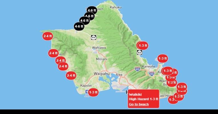 Know Before You Go: See a live map of Hawaii beaches to stay safe ...