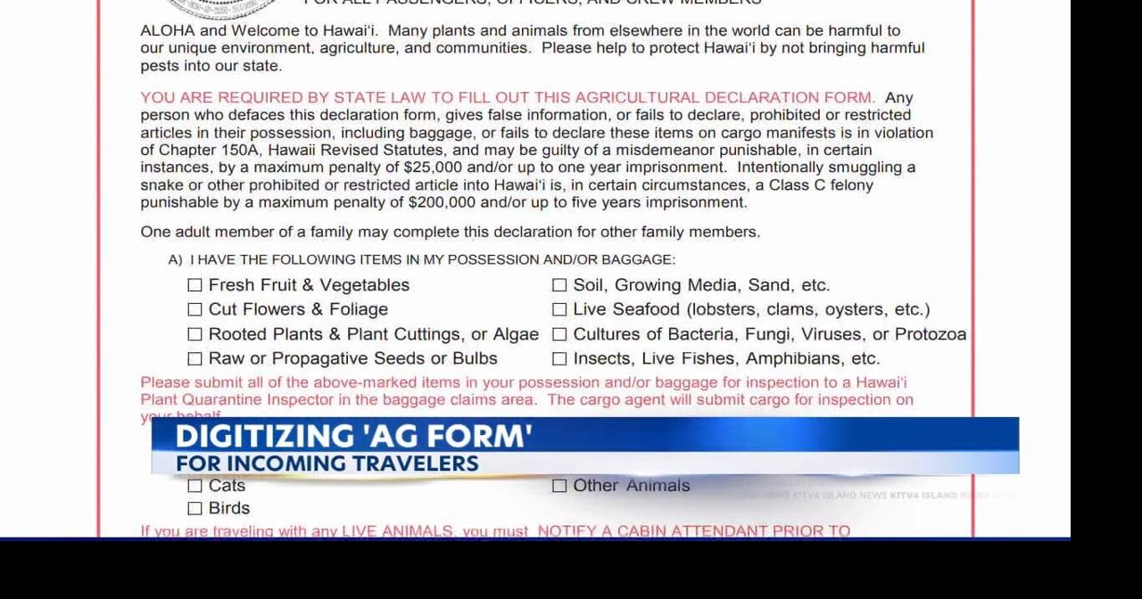 Hawaii leaders consider digitizing in-flight Agriculture Declaration ...