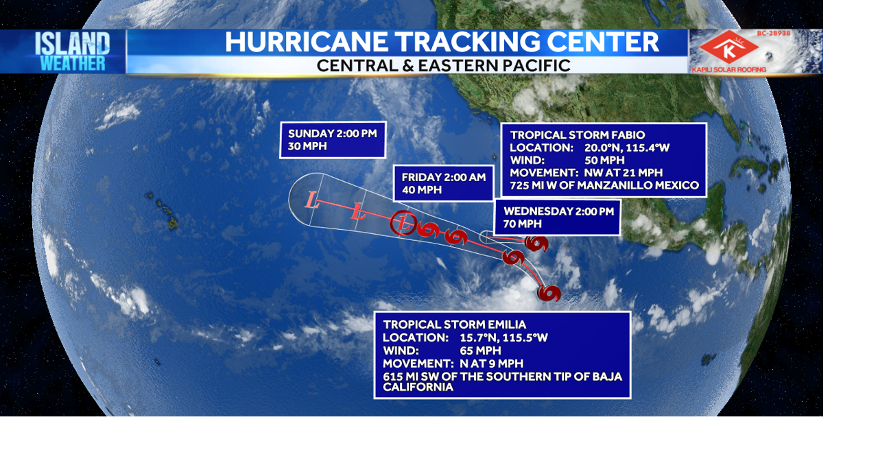 HURRICANE TRACKING CENTER | Tropical Storms Fabio, Emilia on the move ...