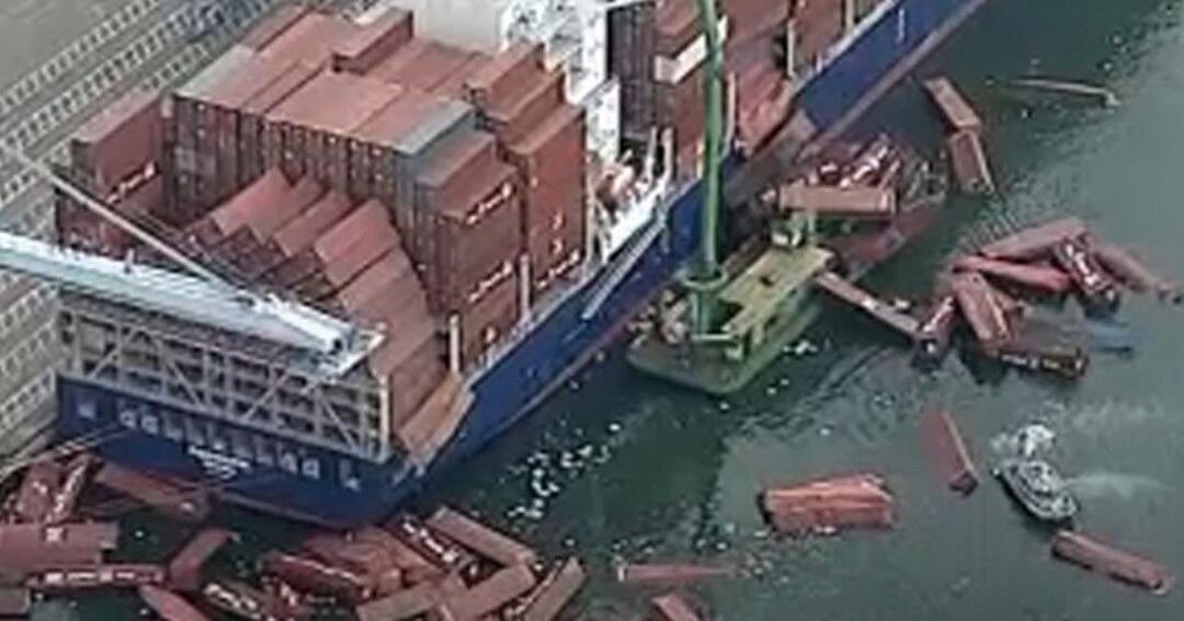 Nearly 70 shipping containers fall off cargo ship into water at Port of ...
