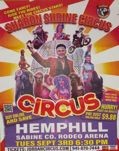 Sharon Shrine Circus to perform in Hemphill on Tue, Sep 3rd | Civic ...