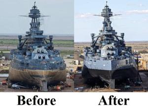 Work continues on Battleship Texas restoration, she now has new paint ...