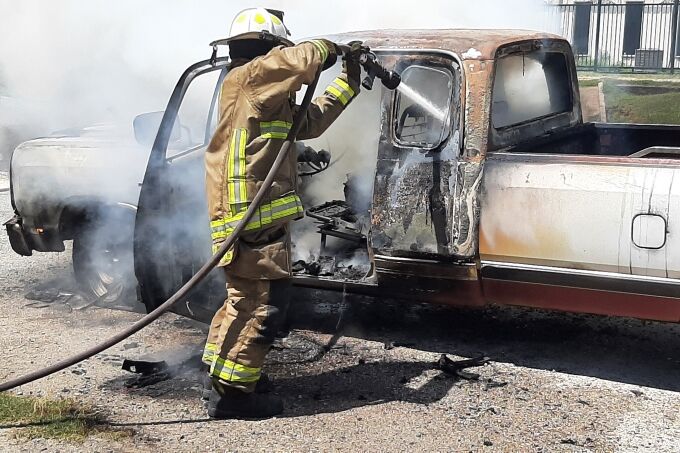 Pickup truck destroyed by fire | Local News | kjas.com