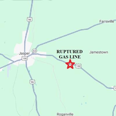 Ruptured underground natural gas line southeast of Jasper | Local News ...