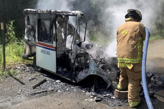 Postal Service truck and mail destroyed by fire following accident ...