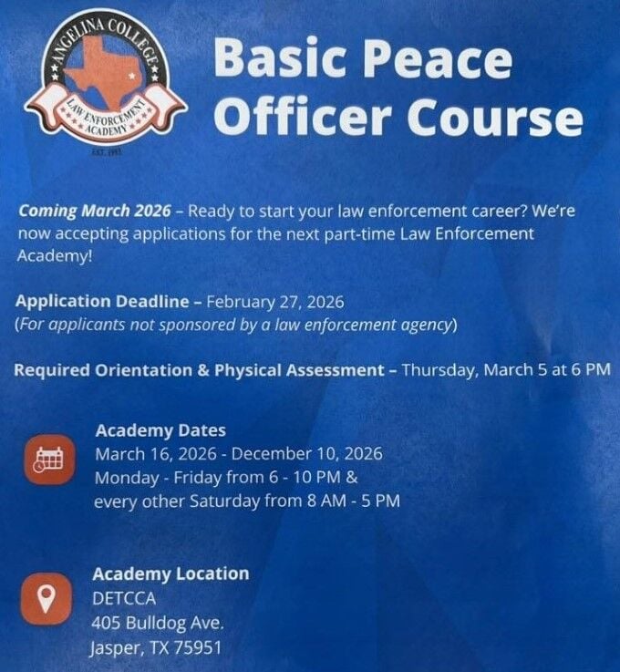 Basic Peace Officer Course to be taught in Jasper beginning Mon, Mar ...