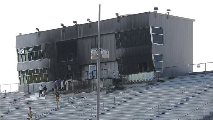 New WO-S football stadium press-box damaged by a bizarre fire | Local ...