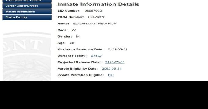 Matthew Hoy Edgar begins 99 year prison sentence with no visitors ...