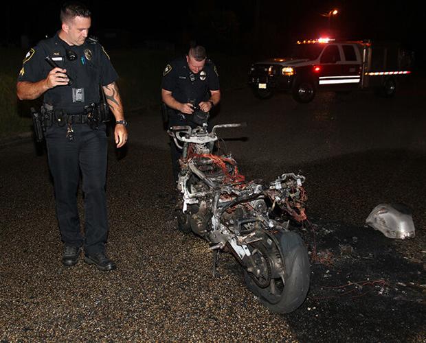 Police arrive to find motorcycle burning in middle of the street ...