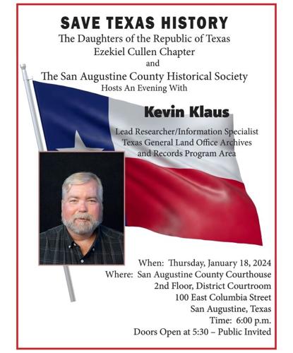 Texas history to be discussed in San Augustine on Thu, Jan 18th | Civic ...