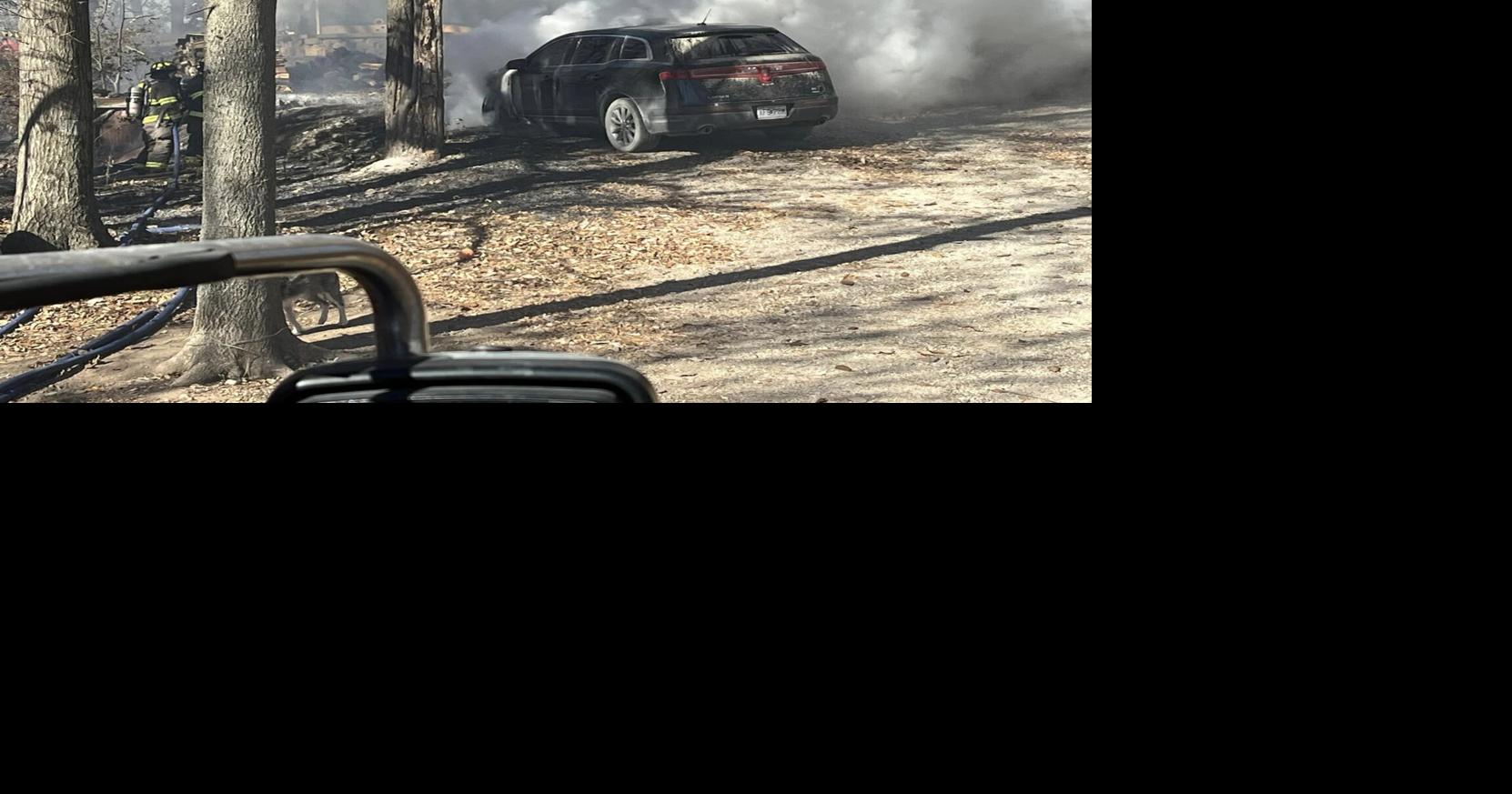 Howard County firefighters work car fire that spreads into woods ...