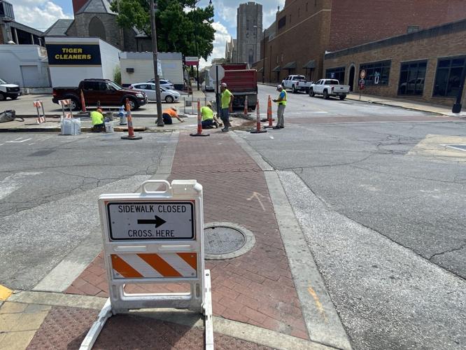 Sidewalk ramp repair work underway this week in downtown Columbia ...