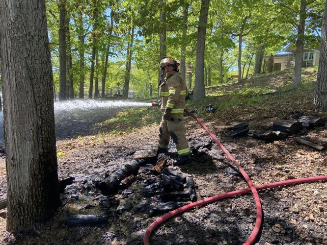 Leaf fire grows out of control and damages home east of Laurie ...