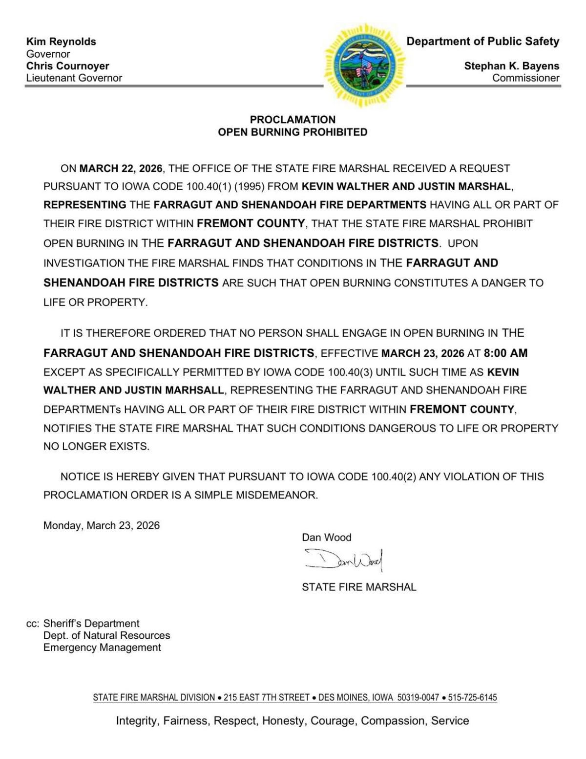 Farragut, Shenandoah Fire Districts implement open burn ban in Fremont ...