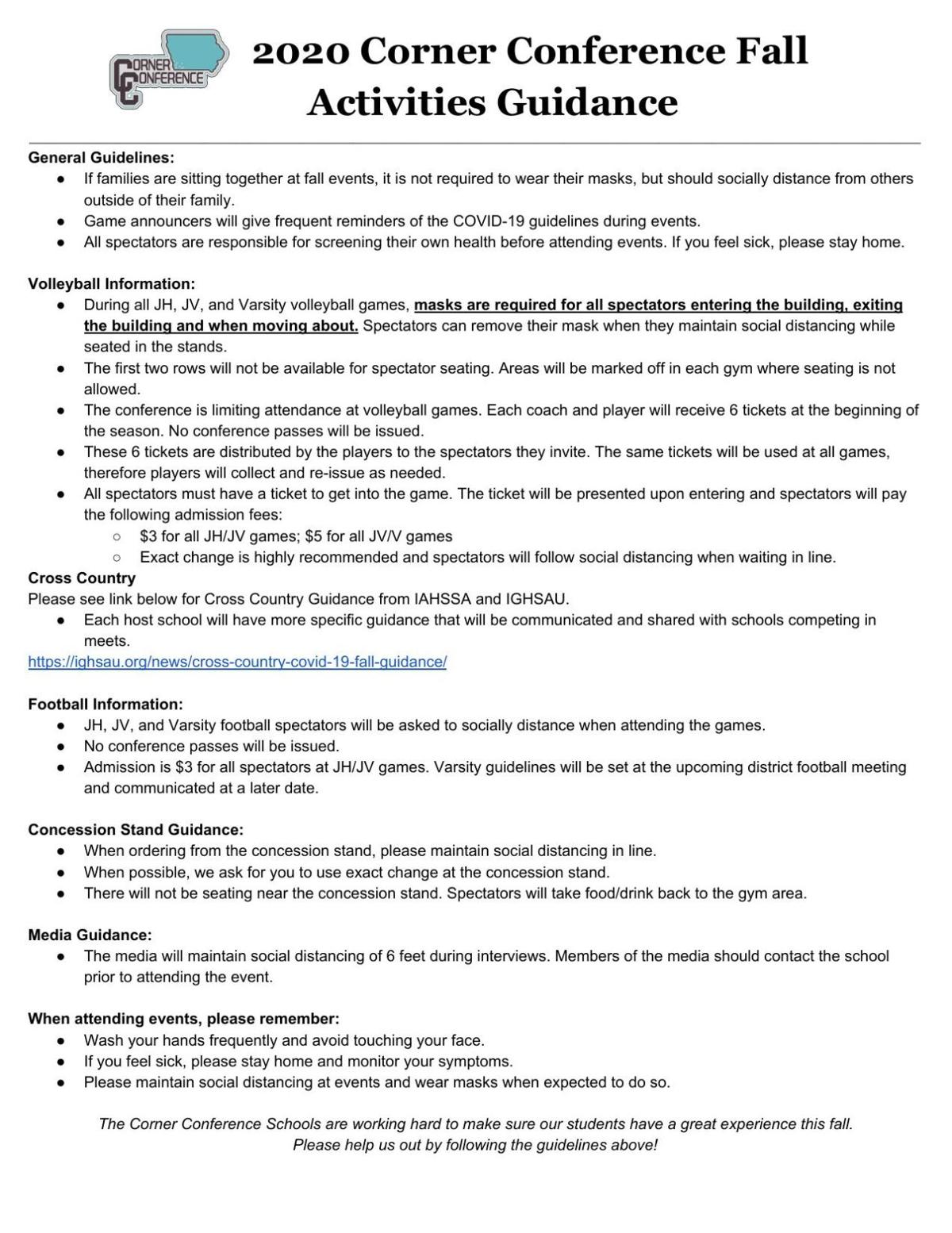 Corner Conference announces fall activity guidelines | Sports | kmaland.com