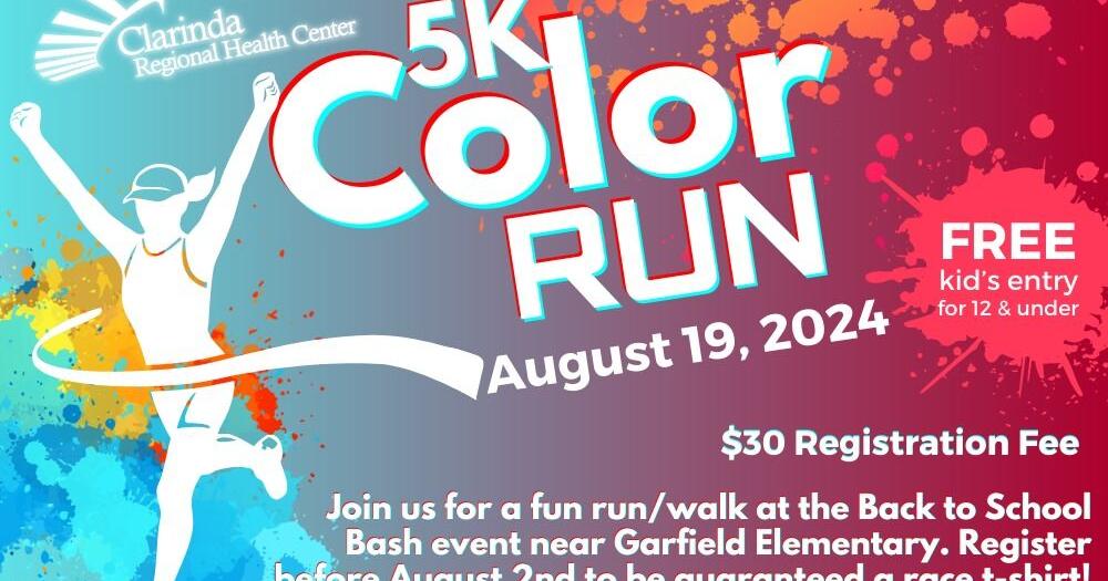 CRHC hosting color run/walk during Clarinda's Back-to-School Bash ...