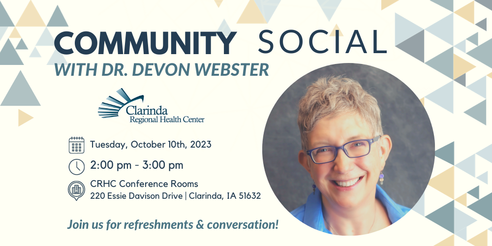 Community Social at CRHC with Dr. Devon Webster, Oncologist | Calendar ...