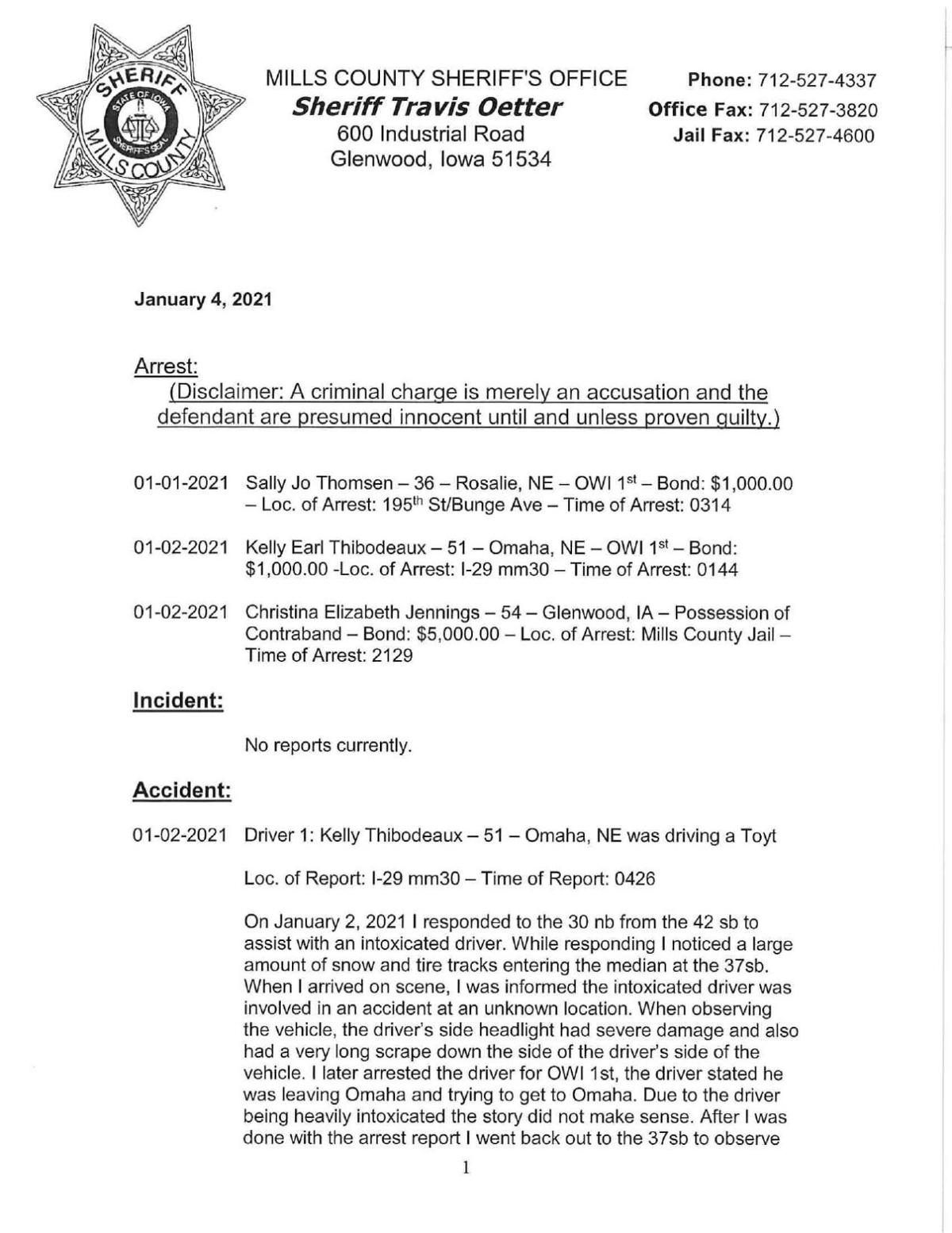 Mills County Sheriff's blotter | News | kmaland.com