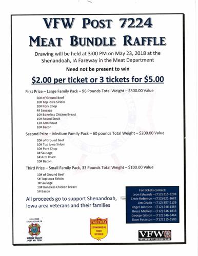 Shen VFW holding raffle for meat bundles | News | kmaland.com