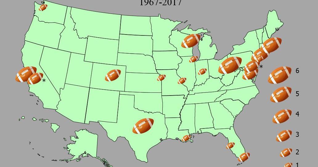 Geography with Goudge: NFL Super Bowl Winners | Sports | kmaland.com