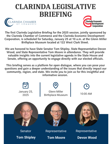 Clarinda Legislative Briefing | Calendar | kmaland.com