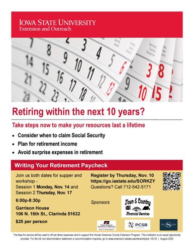 Iowa State University Extension and Outreach "Writing Your Retirement ...