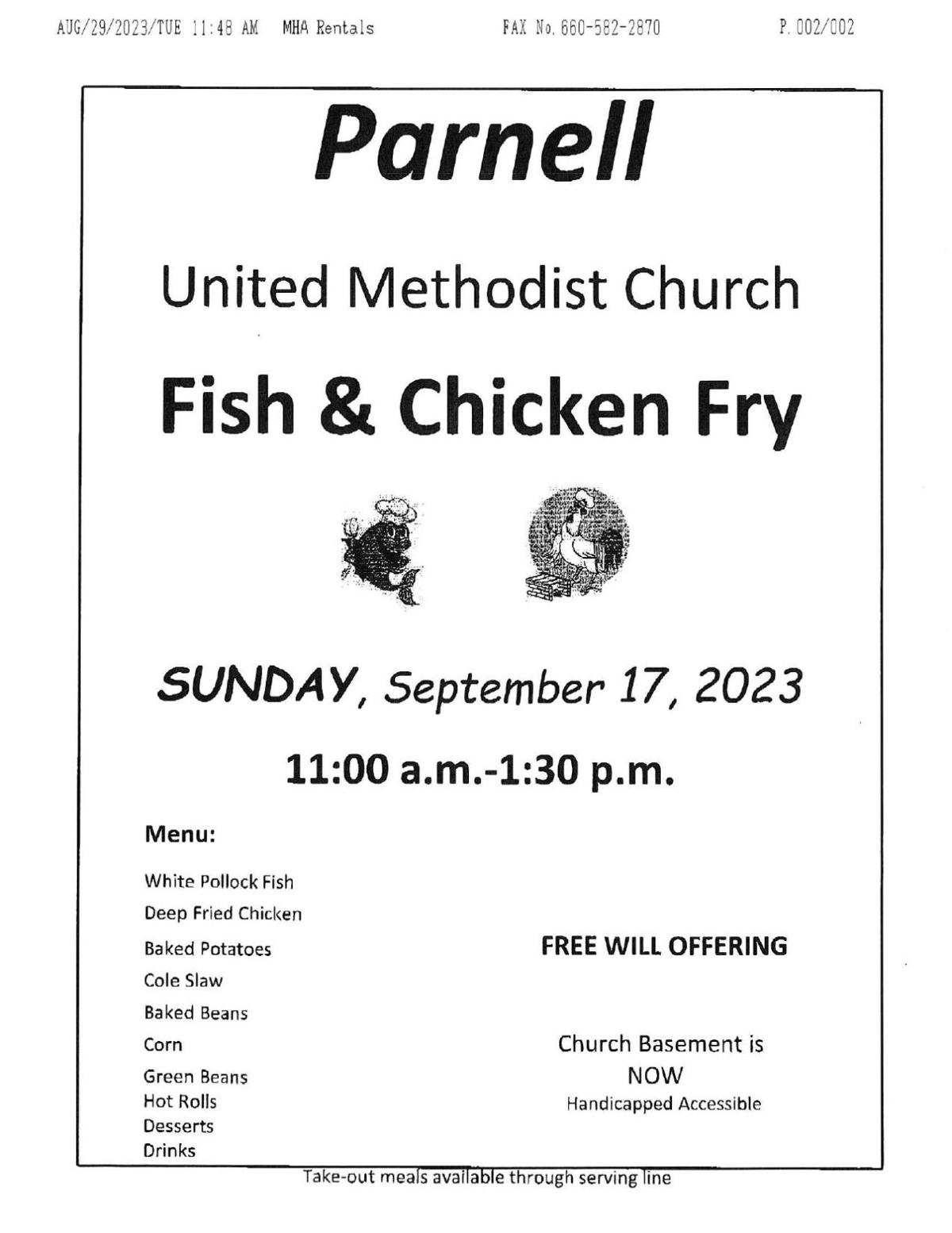 Parnell United Methodist Church Fish & Chicken Fry | | kmaland.com