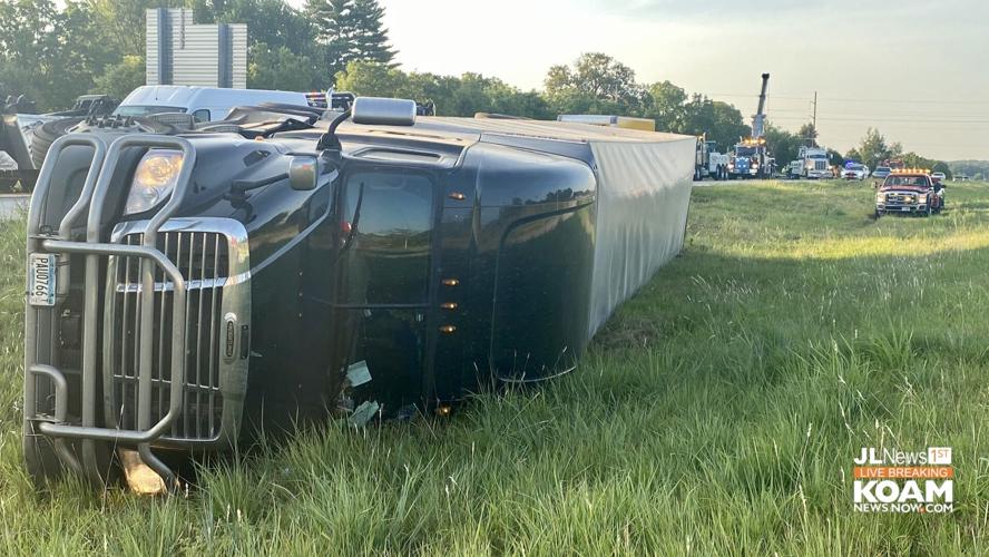 Two tractor-trailers crash, both overturn on I-49 | Joplin News First ...