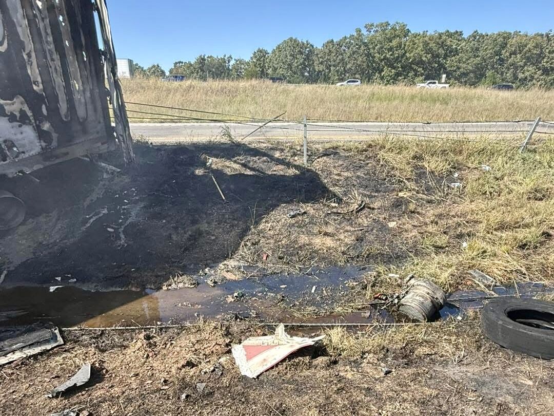 I-44 cross-median crash and burn involving three tractor trailers ...