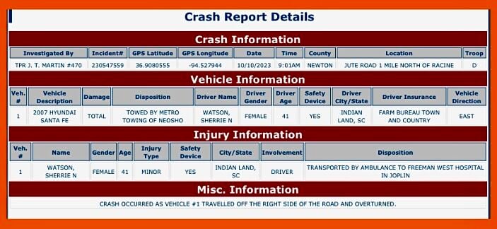 Car overturns in crash near Racine | Joplin News First | koamnewsnow.com
