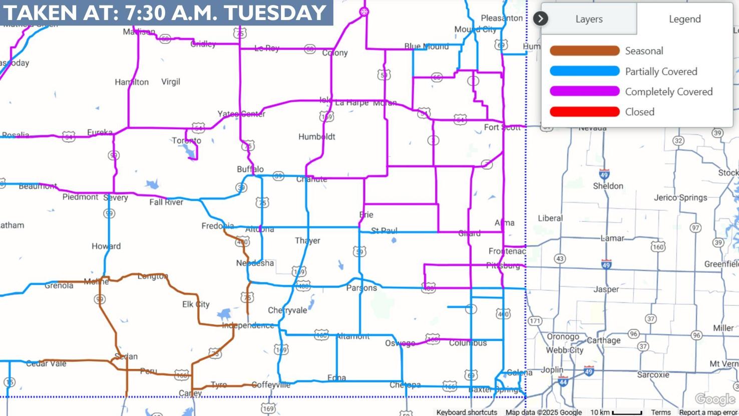 Road conditions update: Most roads covered or partially covered | Local ...