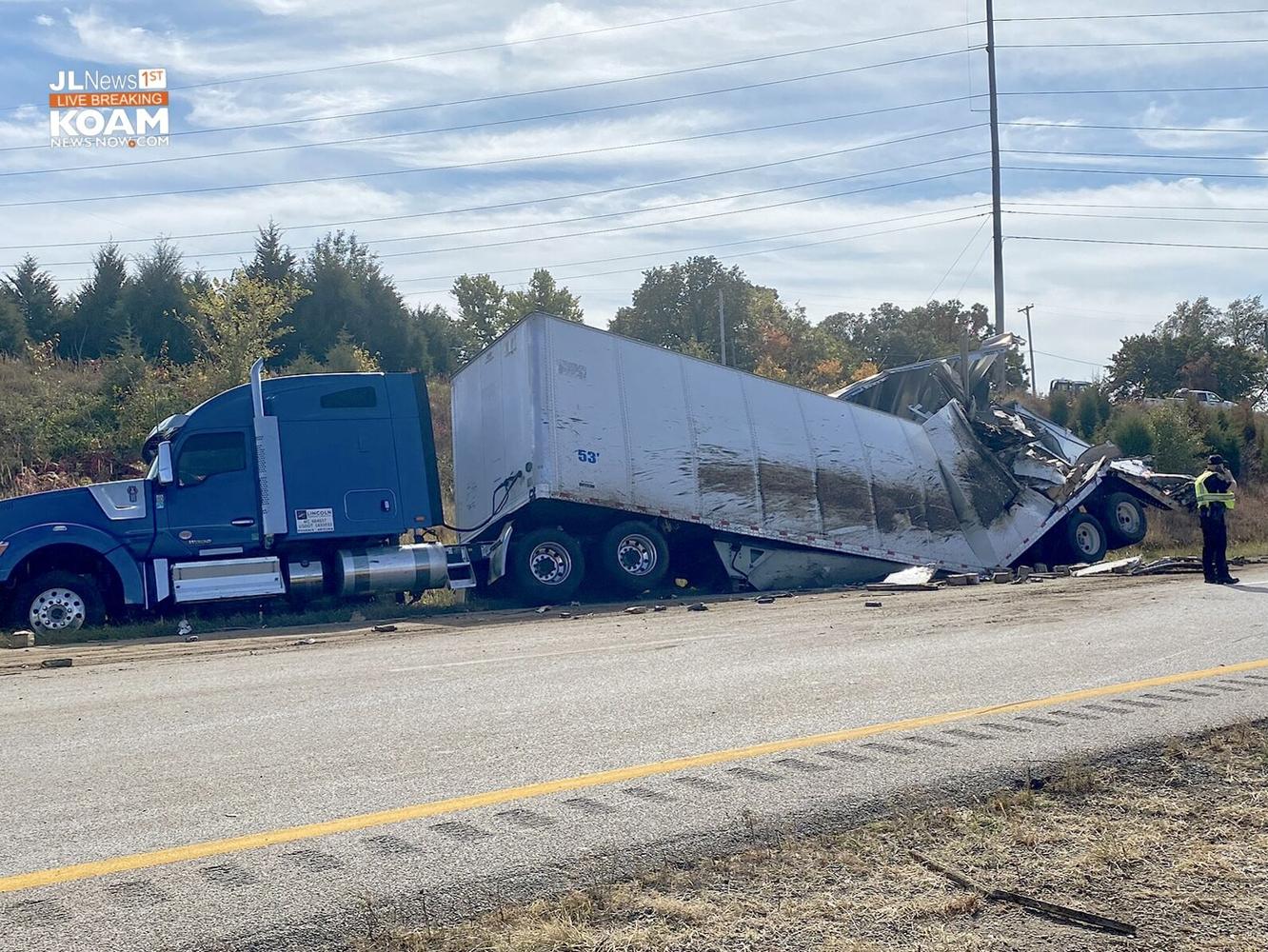 Cattle hauler and tractor-trailer collide on I-44, cows on the ...