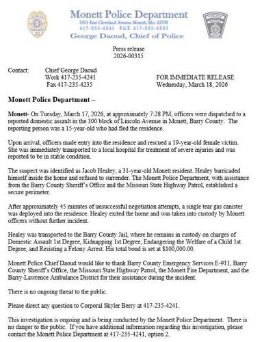 Monett man arrested after standoff, charged in violent attack on young ...