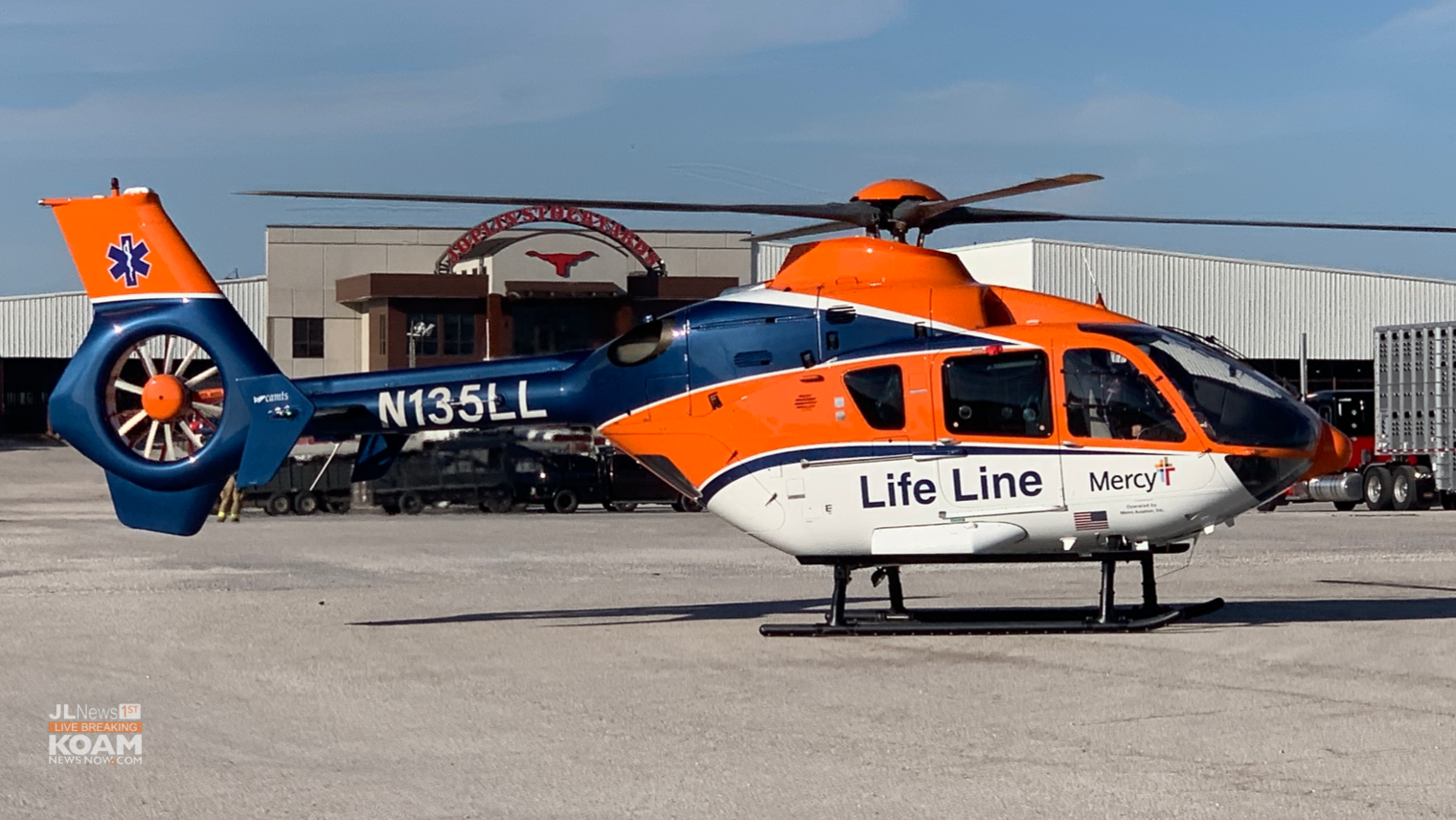 Helicopter lands at Joplin Stockyards; Patient from I-44 tractor ...