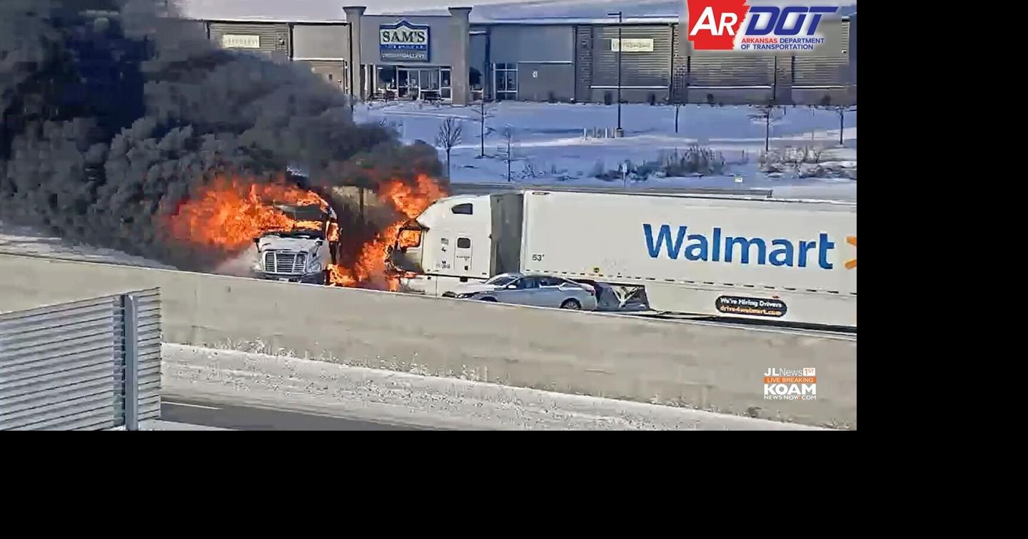 Tractor-trailers crash and burn on I-49 during extreme weather | Joplin ...