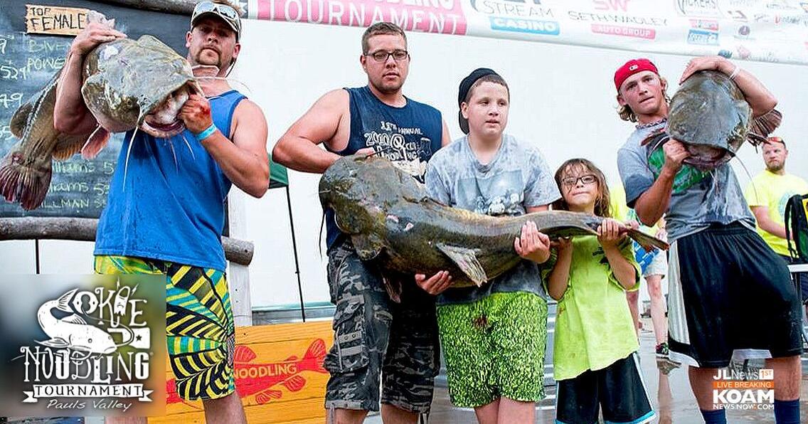 Okie Noodling Tournament, some catfish weigh in at more than 70-pounds ...
