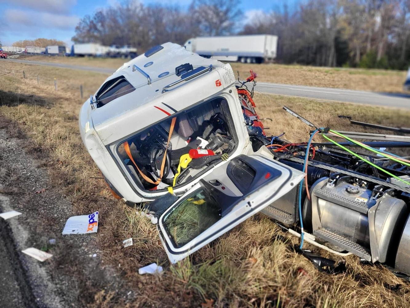 Tractor-trailers overturn in crash closing I-44 both directions ...