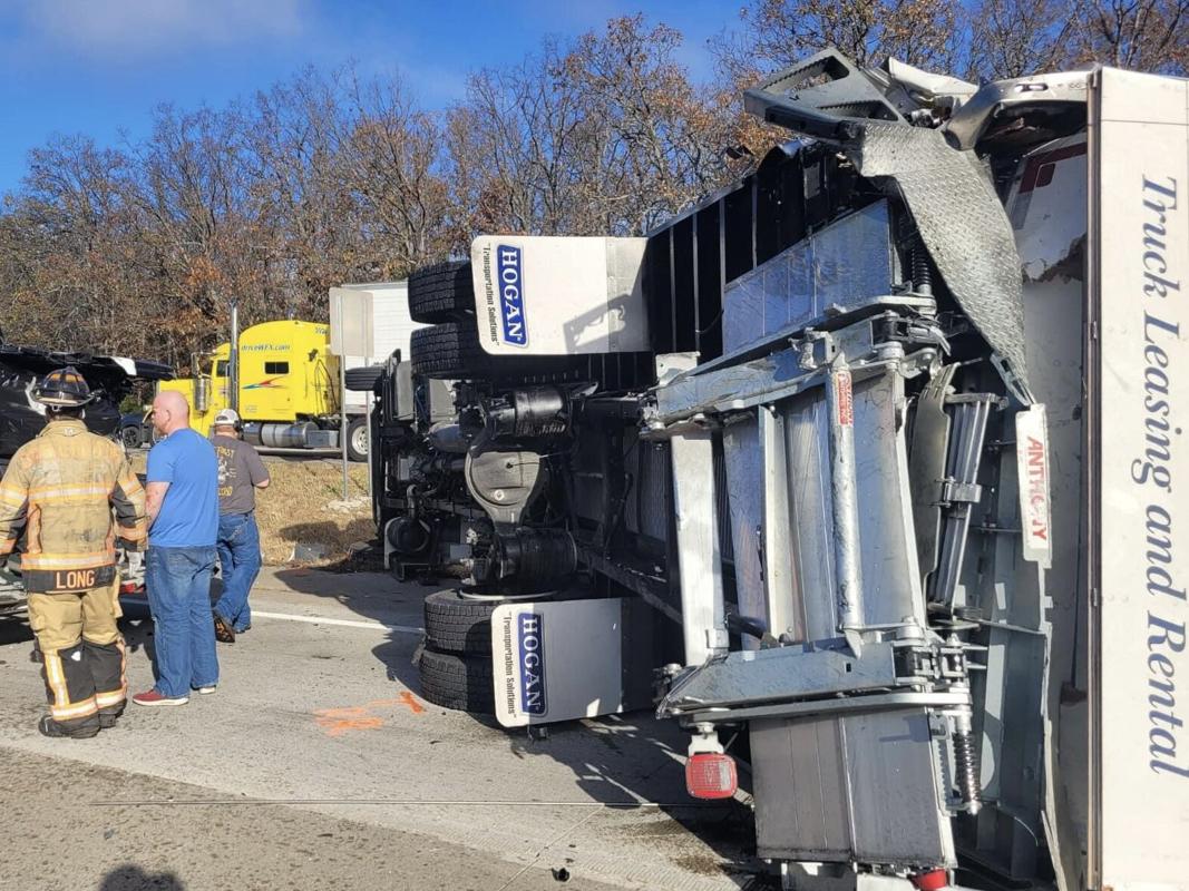 Tractor-trailers overturn in crash closing I-44 both directions ...
