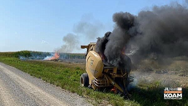 Hay baler burns igniting grass fire that consumes 5 acres; Missouri ...