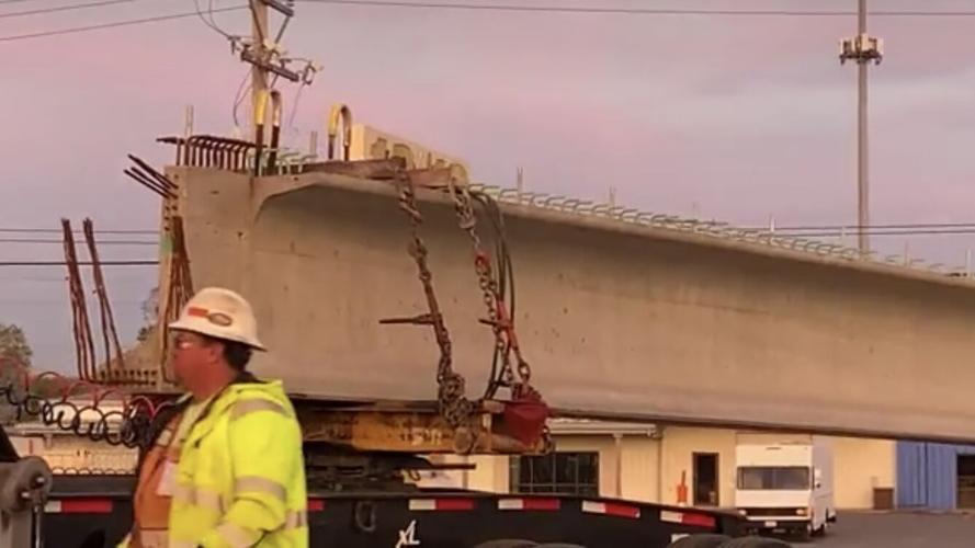 Rangeline bridge construction progress, large girders arrive to ...