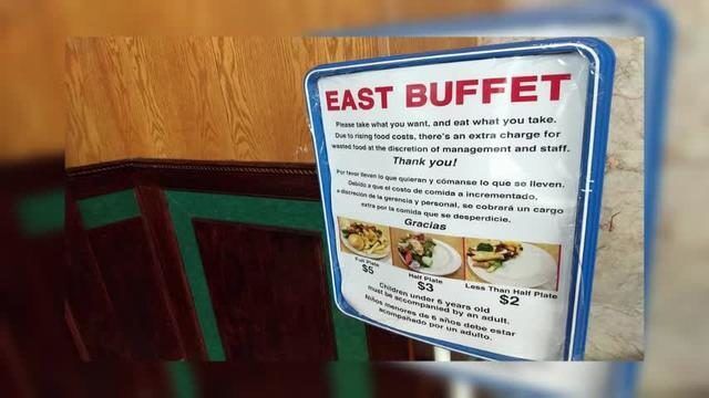 Local buffet owner reacts to customer response on food waste sign ...