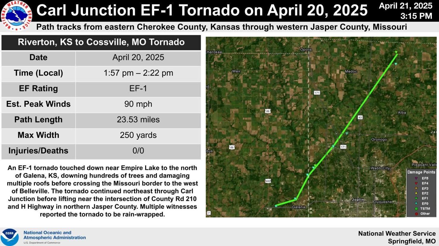 Rated EF-1 Tornado, Carl Junction suffered heaviest damage | Joplin News First | koamnewsnow.com