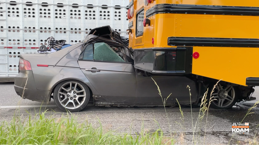 Car rear-ends school bus on I-44 at Joplin | Joplin News First ...