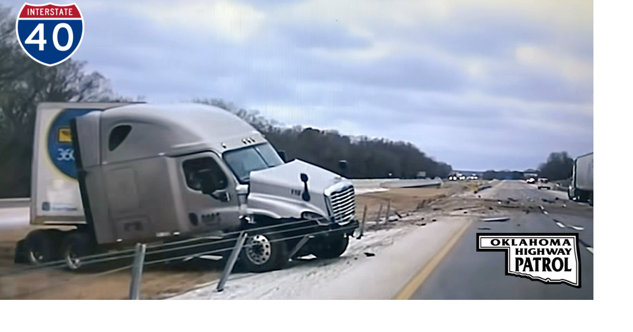 OHP Trooper dashcam captures tractor trailer crash on slick roads ...