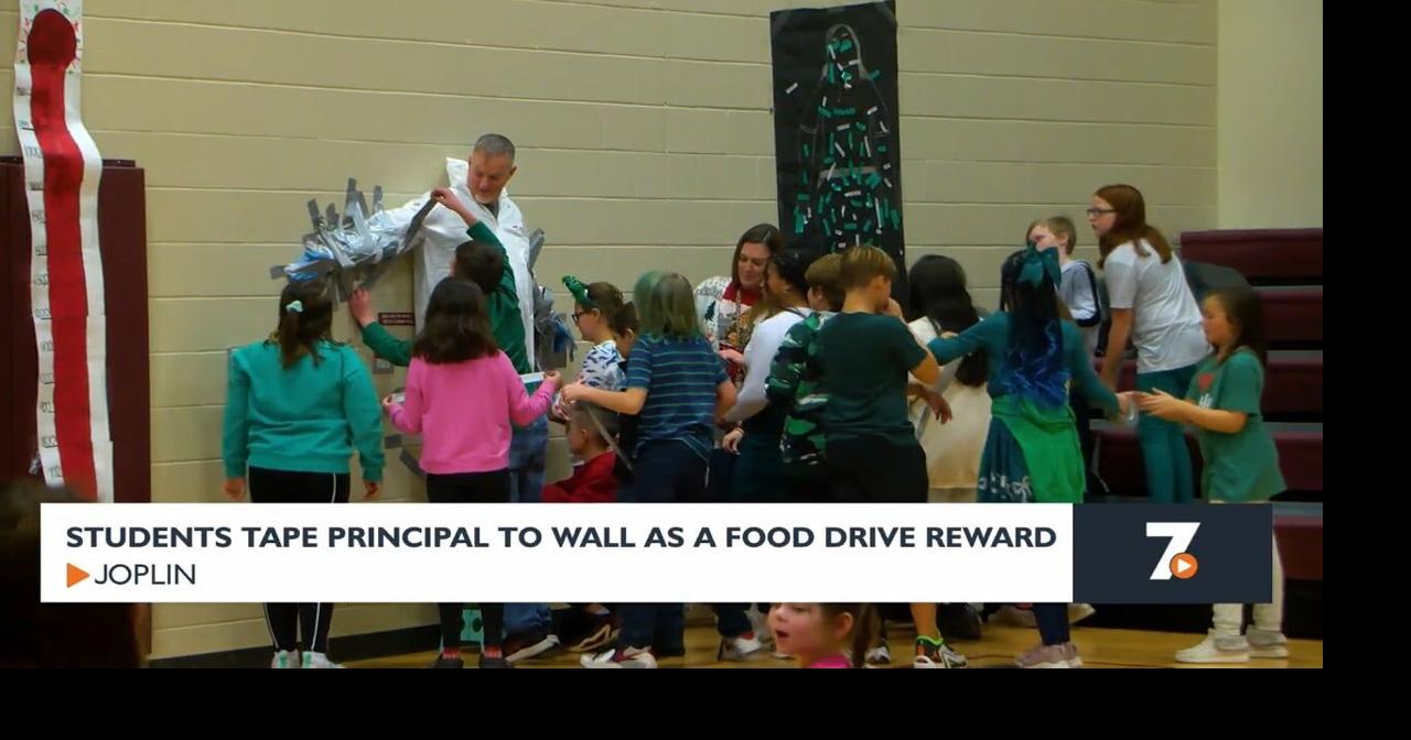 Joplin elementary students tape principal to wall as food drive reward | Education | koamnewsnow.com