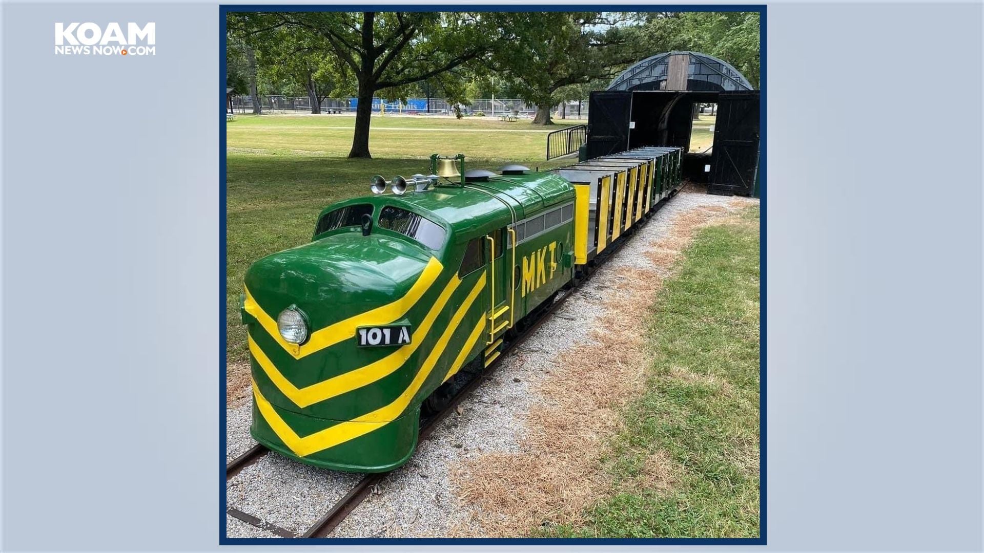 Parsons' Kiwanis Pancake Special Train under repair at Forest Park ...