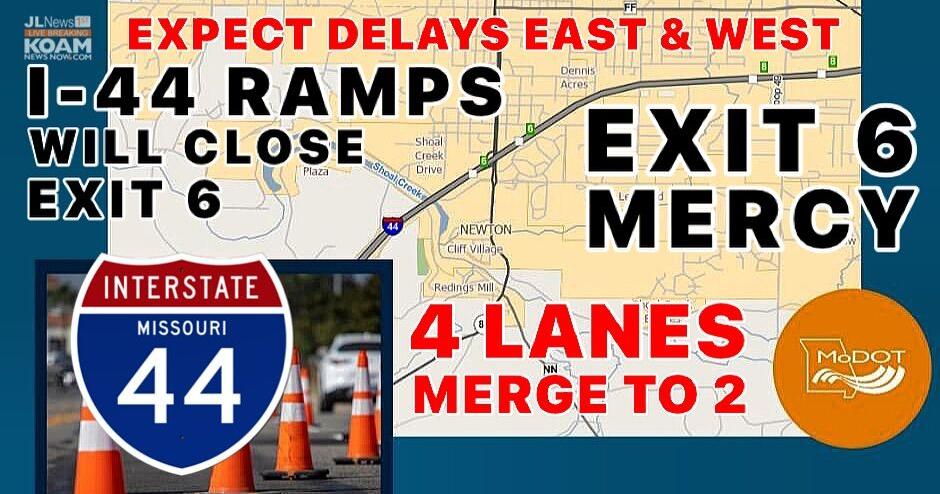 I-44 will reduce from 4 to 2 lanes near exit 6/Mercy for bridge rehab ...