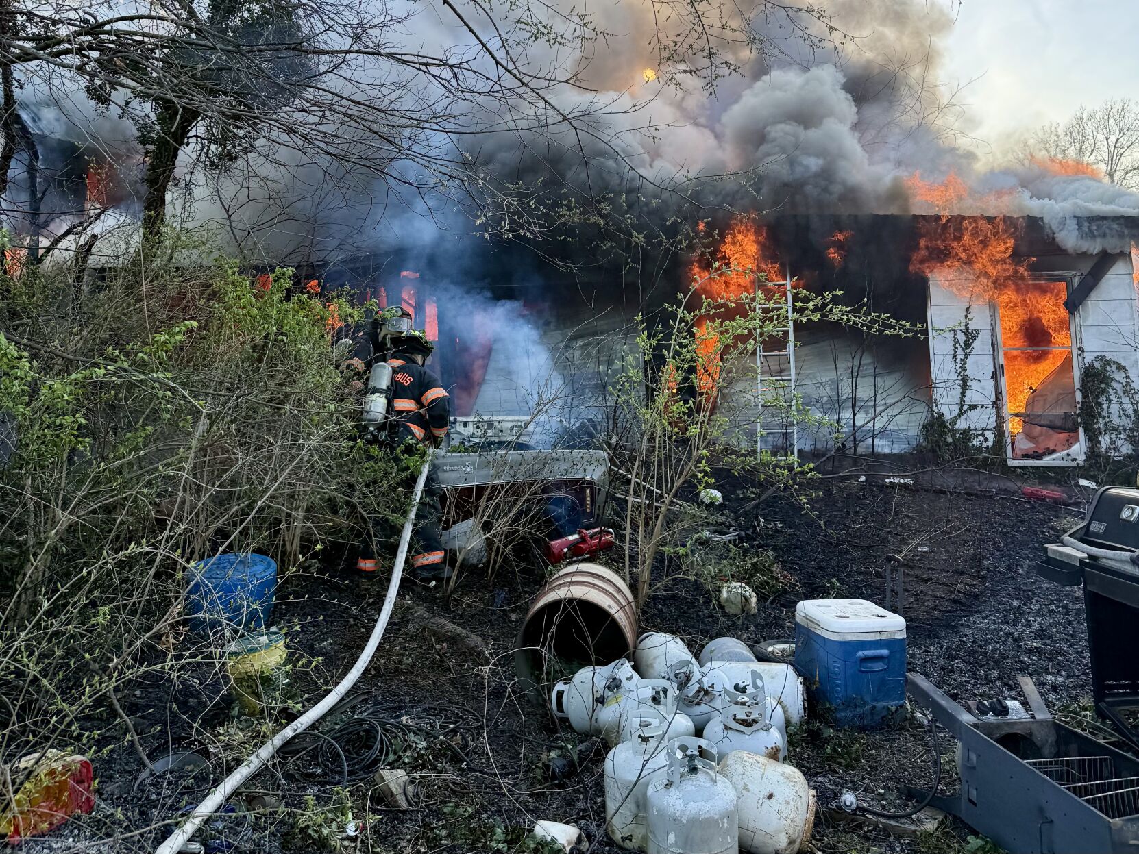 Massive 2-story house fire near Columbus, smoke visible for miles ...