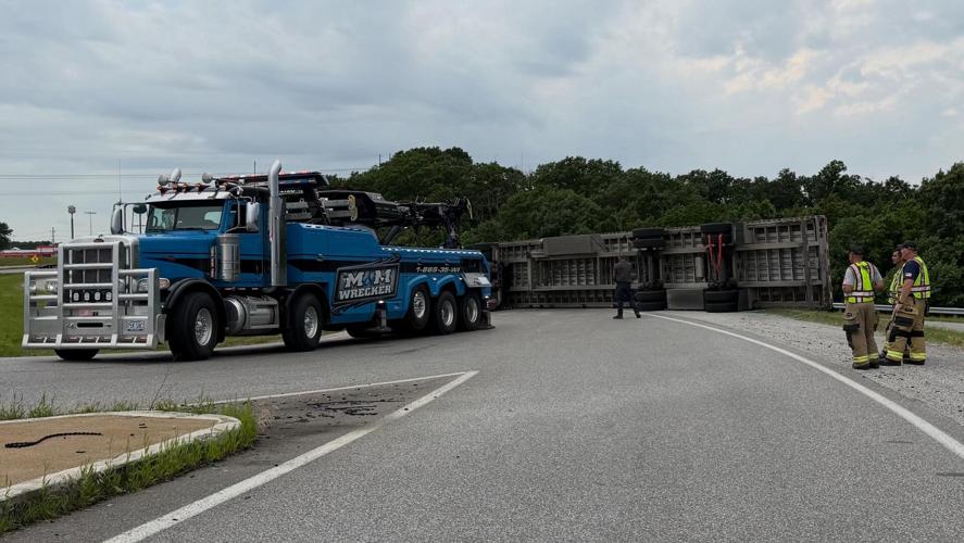 Semi overturns hauling pipe, I-44 on-ramp at Joplin | Joplin News First ...